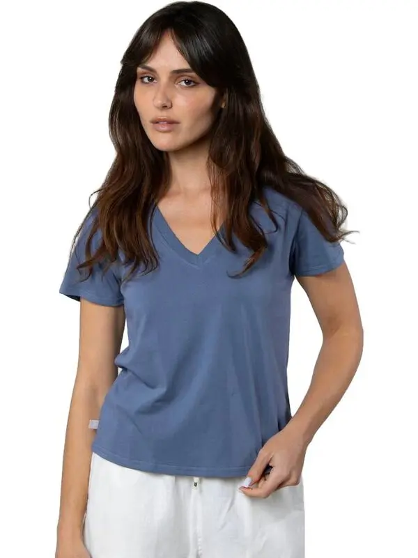 LEISURE LAB Supima V-neck T-shirt - Sky