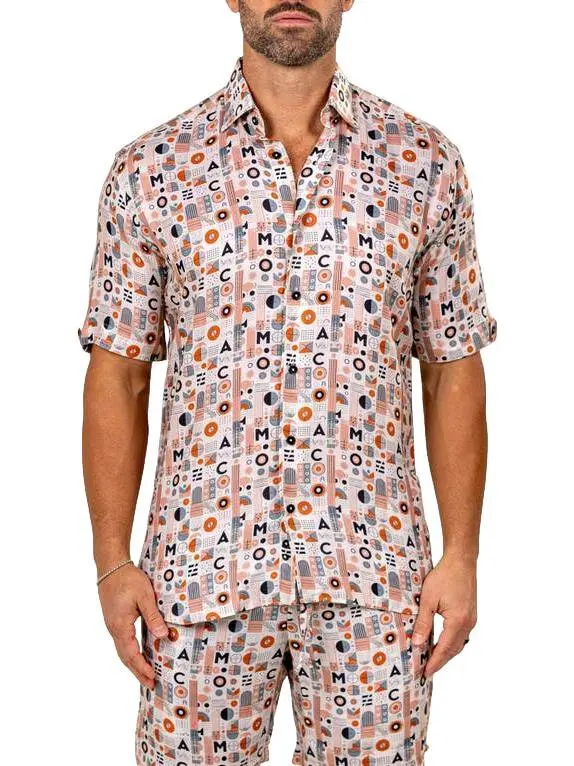 MACEOO Galileo Marthy Short Sleeve Button-up Shirt - Pink