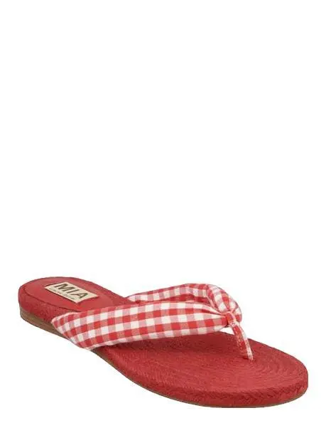 Mia Aleena Espadrille Flip Flop - Red/white