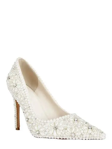 AZALEA WANG Adria Pearl-embellished Pumps - Ivory