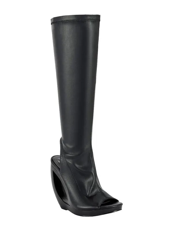 AZALEA WANG Ilyssa Peep Toe Boots - Black
