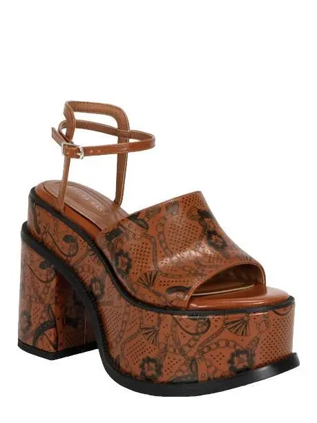 AZALEA WANG Anthelmine Platform Sandal - Cognac