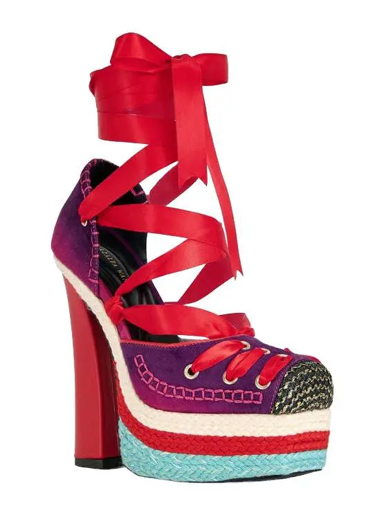 AZALEA WANG Fonteyn Platform Sandals - Red Multi