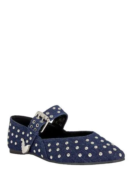 AZALEA WANG Kennith Mary Jane Flat - Denim