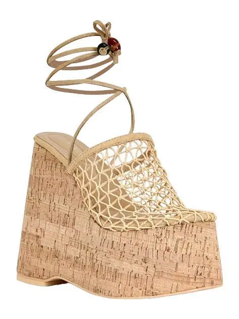 AZALEA WANG Venne Platform Wedge Sandal - Natural
