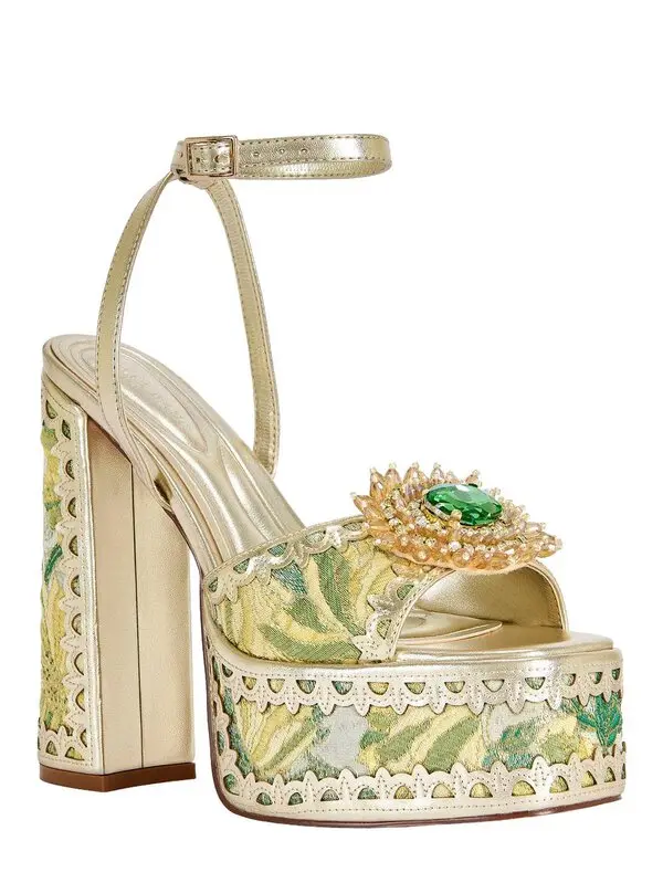 AZALEA WANG Wenda Platform Sandal - Green Multi