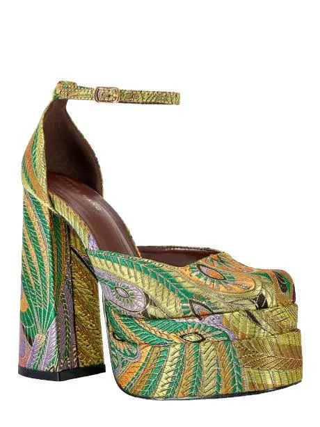AZALEA WANG Zipphora Platform Sandal - Green
