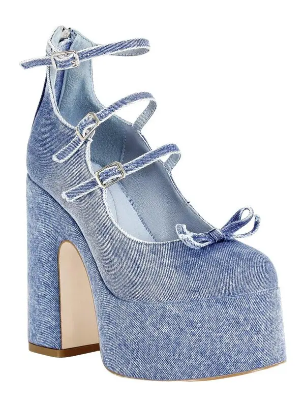 AZALEA WANG Sprout Platform Pumps - Denim