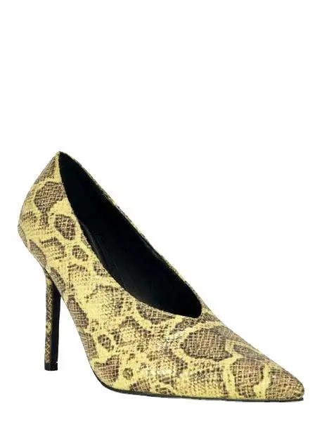 AZALEA WANG Patricc Pointed Toe Pump - Yellow Snake