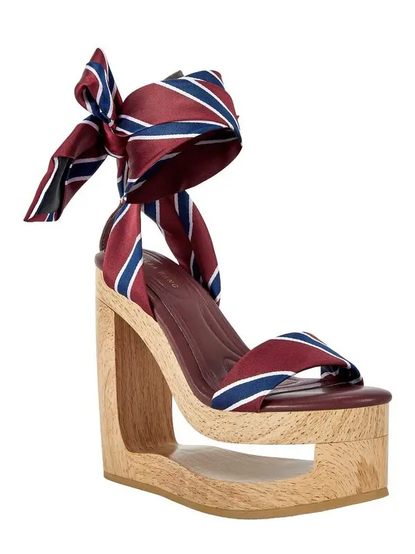 AZALEA WANG Wynn Platform Sandals - Burgundy