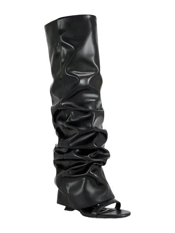 AZALEA WANG Raylan Knee High Sandal - Black
