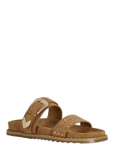 AZALEA WANG Pallas Studded Slide Sandal - Tan