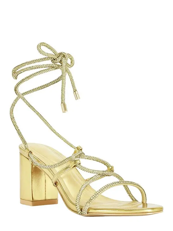 AZALEA WANG Revani Ankle Wrap Sandal - Gold