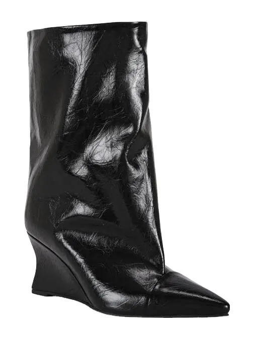 AZALEA WANG Vinci Wedge Bootie - Black Pu