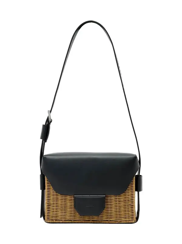 ALLSAINTS Monique Wicker Shoulder Bag - Biscuit/black