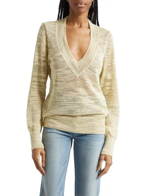 Veronica Beard Coleta Metallic Sweater - Light Pistachio