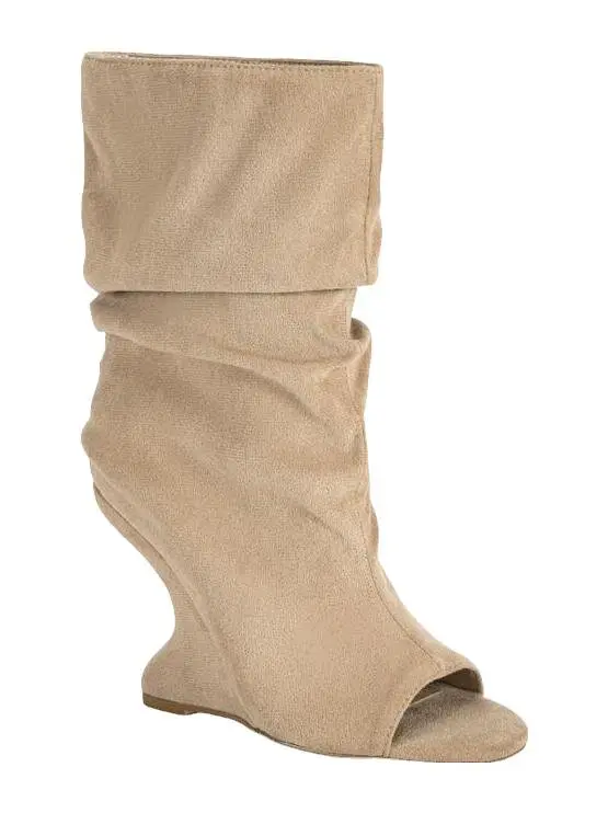 AZALEA WANG Marin Peep Toe Bootie - Beige