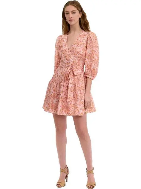 Rebecca Taylor Bellamy Silk Mini Dress - Pale Pink Multi