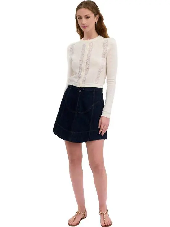 Rebecca Taylor Rhea Lace Knit Cardigan - Ivory