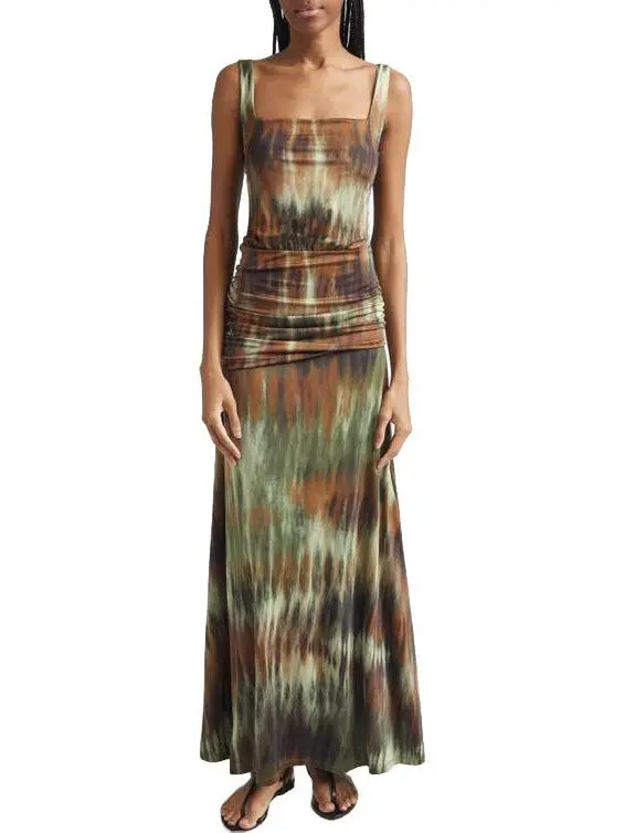 Johanna Ortiz Plant Of Joy Jersey Maxi Dress - Pine Green/chocolate