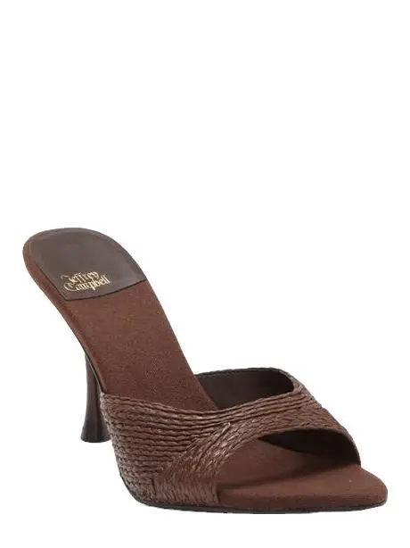 Jeffrey Campbell Agent Slide Sandal - Dark Brown Raffia