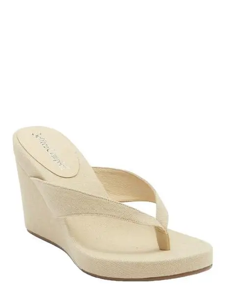Jeffrey Campbell Liezel Platform Wedge Flip Flop - Beige Canvas