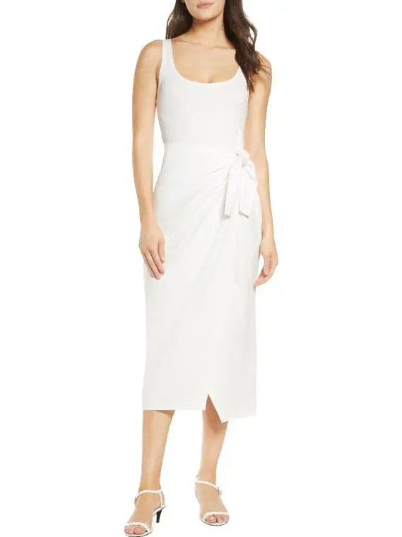 French Connection Zenna Sleeveless Faux Wrap Midi Dress - White