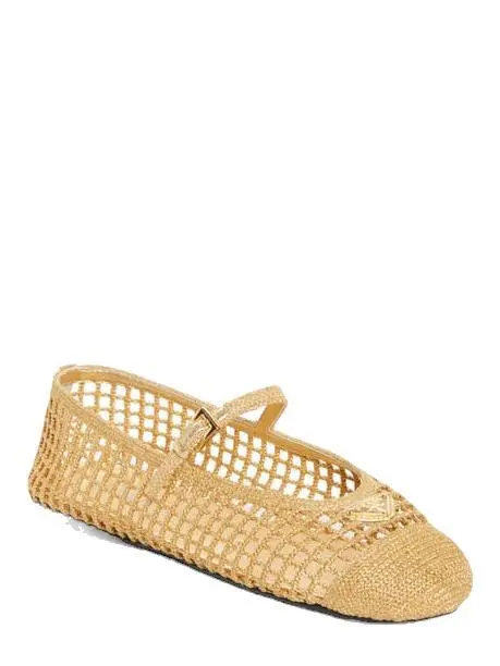 Prada Crochet Mary Jane Flat - Platino