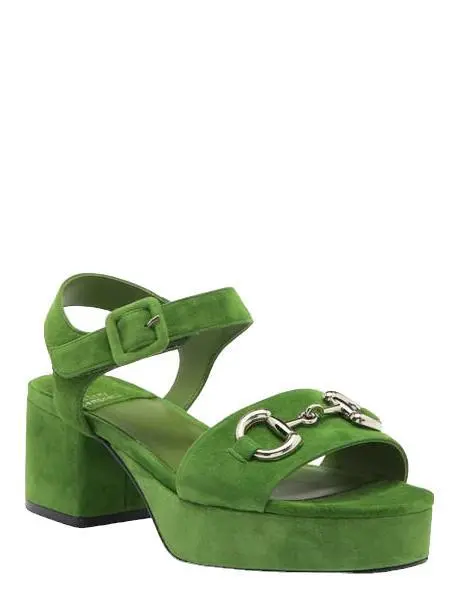 Jeffrey Campbell Timeless 2 Platform Sandal - Green Suede Silver