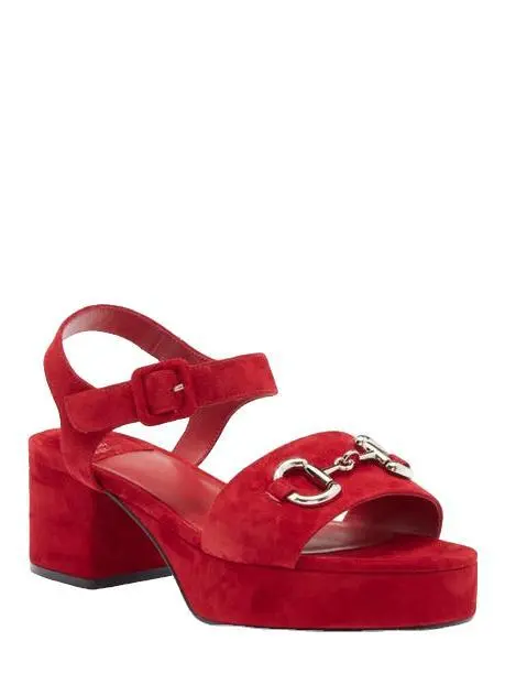 Jeffrey Campbell Timeless 2 Platform Sandal - Red Suede Silver