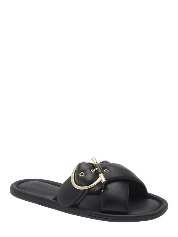 FERRAGAMO Elyzia Gancio Buckle Slide Sandal - Black