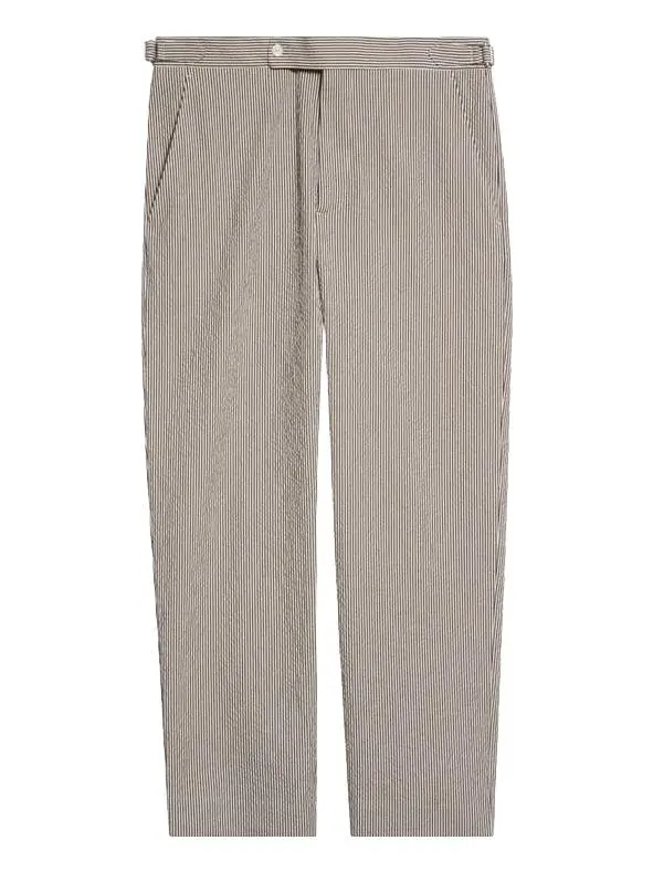 BODE Café Stripe Seersucker Trousers - Brown White