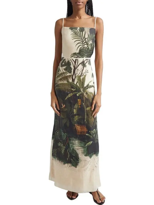 Johanna Ortiz Andean Mythology Maxi Dress - Ecru/green