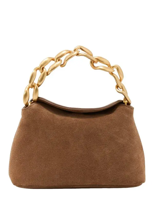 REISS Peony Suede Top Handle Bag - Tan