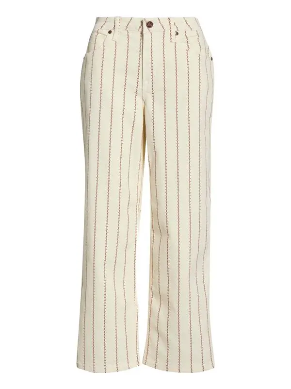 CITY BLUES Stripe Straight Leg Jeans - Pearl/tamarind