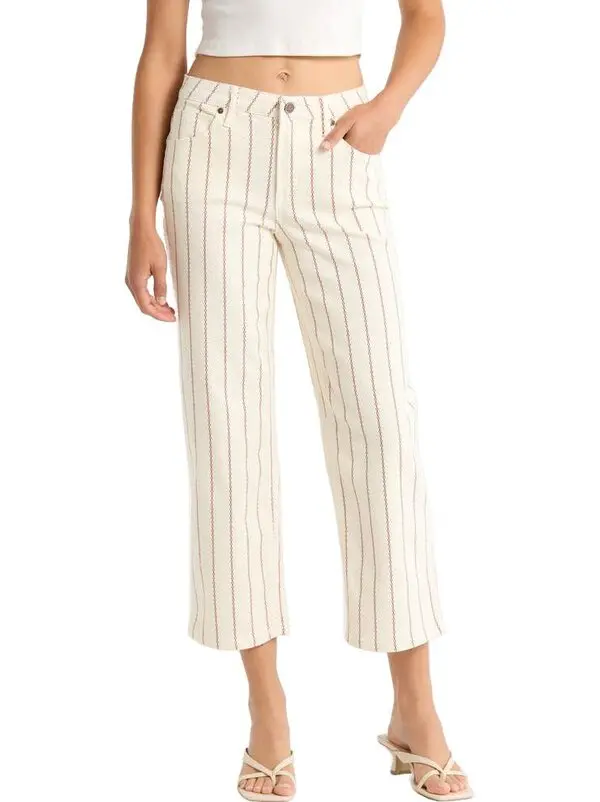CITY BLUES Stripe Straight Leg Jeans - Pearl/tamarind