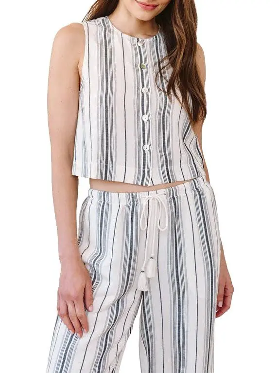 Bella Dahl Stripe Sleeveless Crop Pullover - Boardwalk Stripe