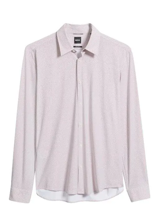 BOSS Liam Print Button Front Shirt - Light/pastel Pink