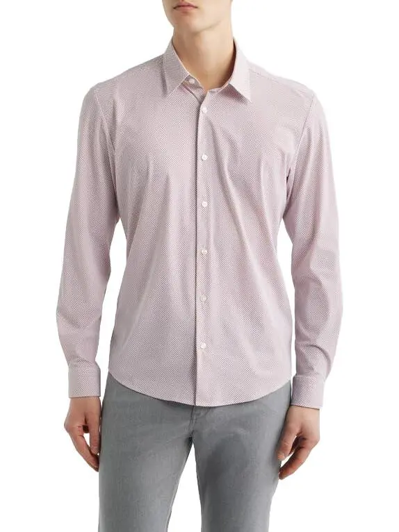 BOSS Liam Print Button Front Shirt - Light/pastel Pink