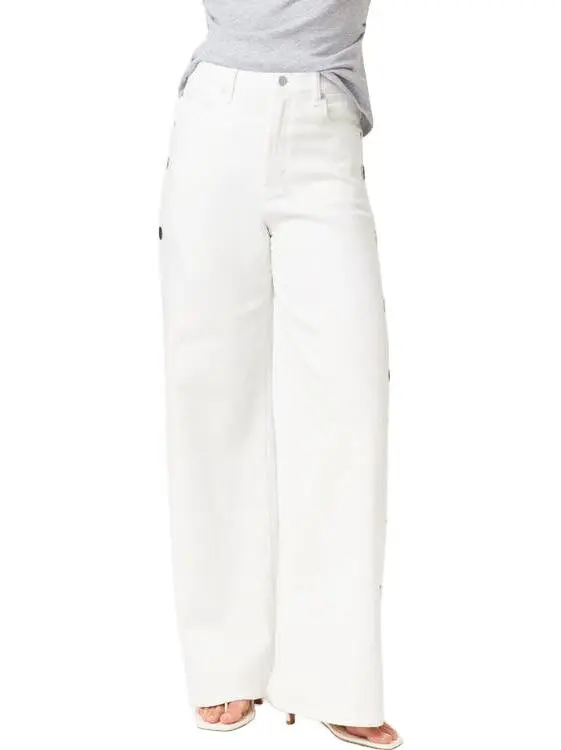 Habitual Gemma Studded Wide Leg Jeans - White
