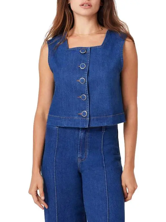 Habitual Button-front Denim Vest - Cornflower Blue