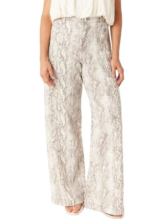 Habitual Aiden Snakeskin Print Wide Leg Jeans - Snake Print