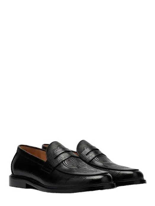 MARC NOLAN Calum Embossed Penny Loafer - Black Bull