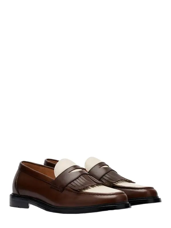 MARC NOLAN Clint Fringe Penny Loafer - Brown/white