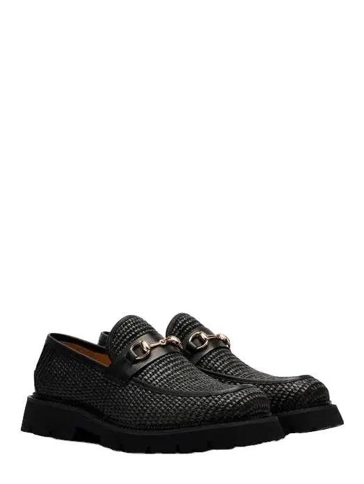 MARC NOLAN Blake Bit Loafer - Black Raffia