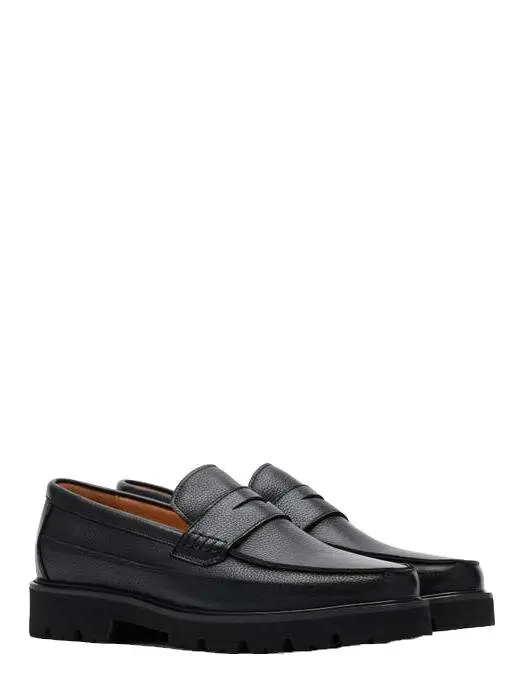 MARC NOLAN Lug Sole Penny Loafer - Black Pebble