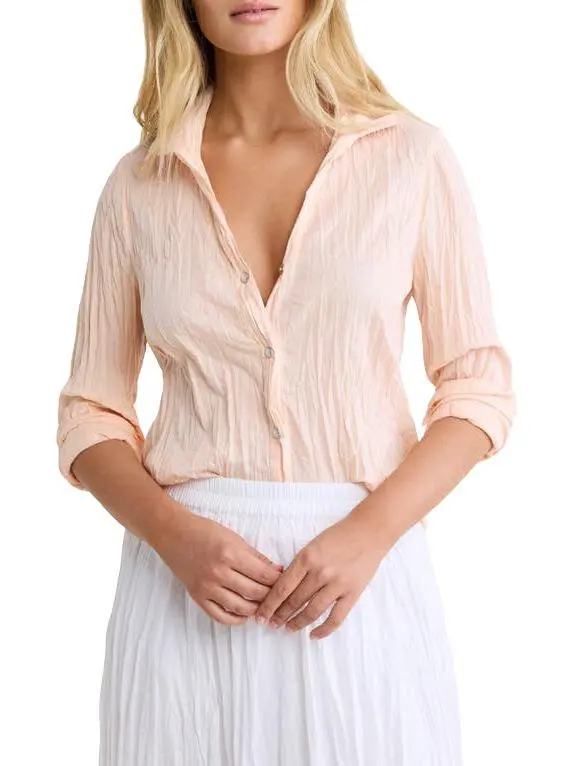 NZ BY NIC AND ZOE Core Cotton Long Sleeve Button-up Shirt - Sherbert