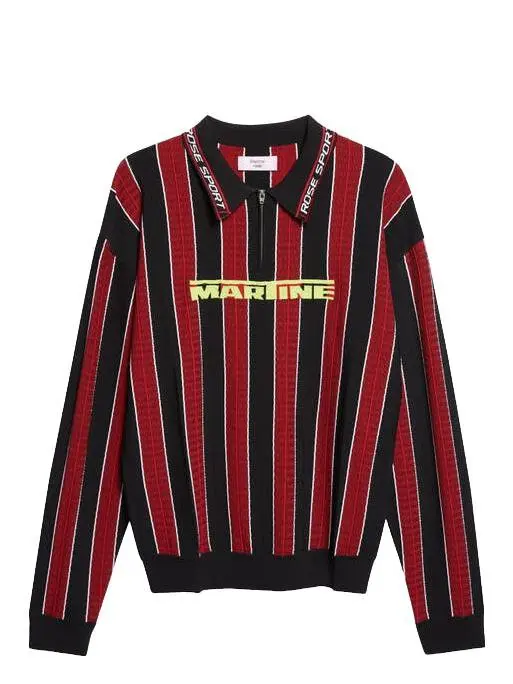 Martine Rose Stripe Logo Polo - Red Black