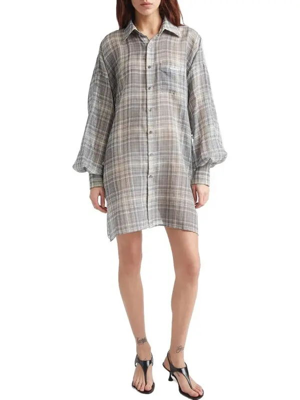 Coperni Check Zero Waste Cotton Button-up Shirt - Grey