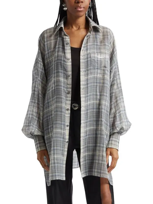 Coperni Check Zero Waste Cotton Button-up Shirt - Grey